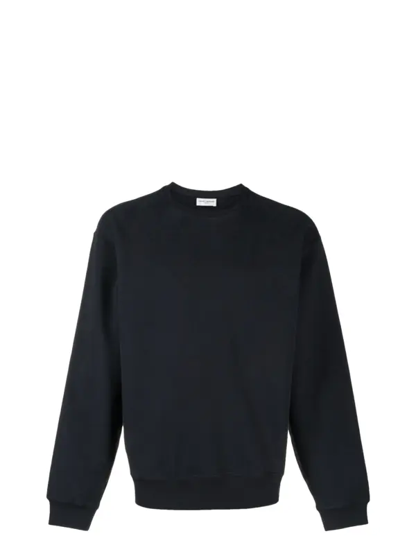 Saint Laurent Logo-embroidered Jersey-fleece Sweatshirt - Blue