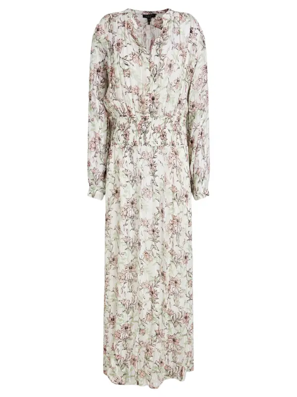 Rag & Bone Calista Shirred Metallic Floral-print Maxi Dress - Multicolor