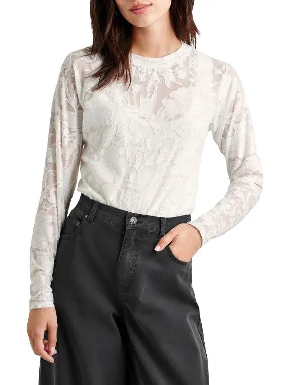 Splendid Cecelia Floral Long Sleeve Top - Pale Oak