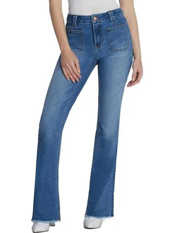 HINT OF BLU Patch Pocket Flare Jeans - Atlantic Blue