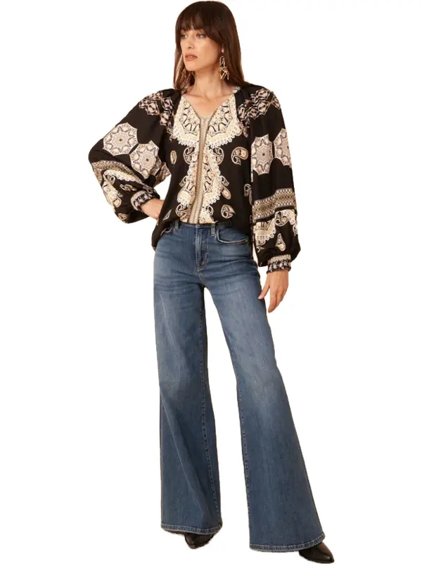 Hale Bob Levi Crepe Top - Black