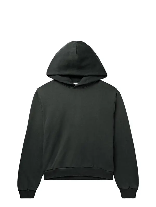 Acne Studios Franziska Garment-dyed Distressed Logo-print Cotton-blend Jersey Hoodie - Blue