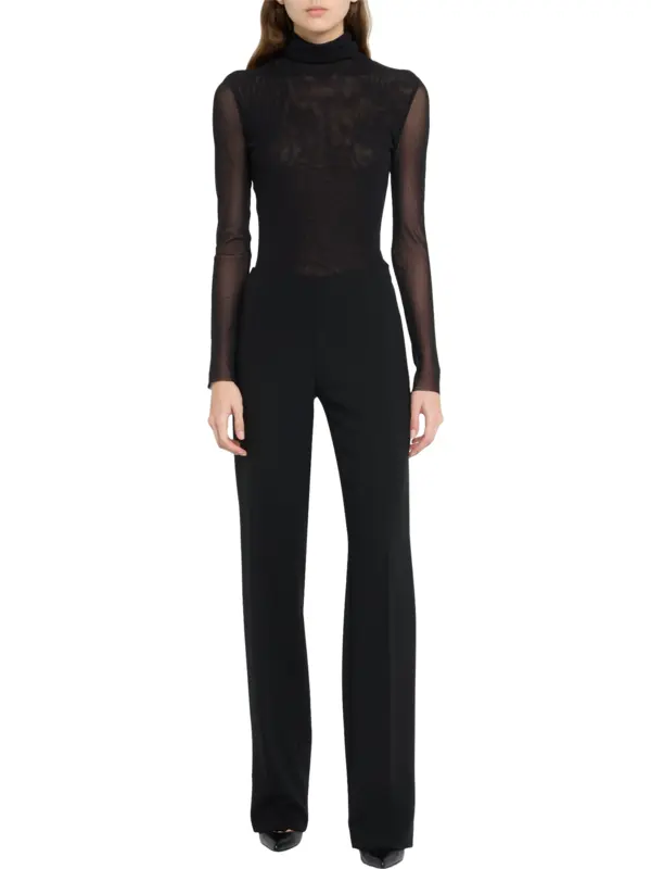 FUZZI Long-sleeve Tulle Blouse - Nero