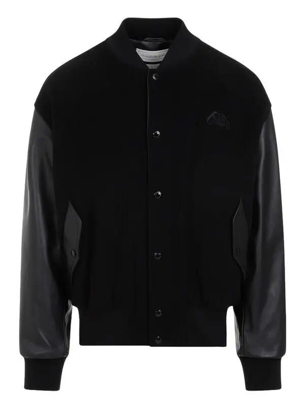 Alexander McQueen Calf Leather And Cashmere Bomber Jacket - Black