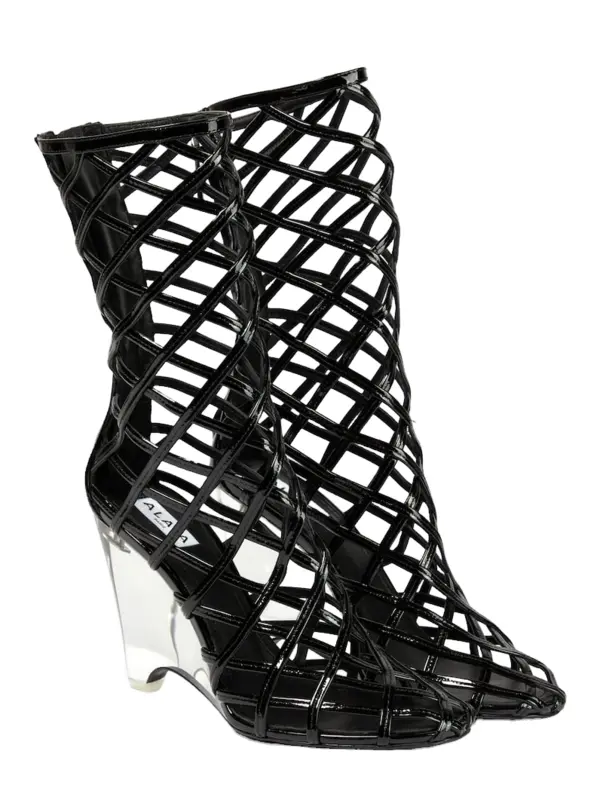 Alaïa Leather Wedge Ankle Boots - Black
