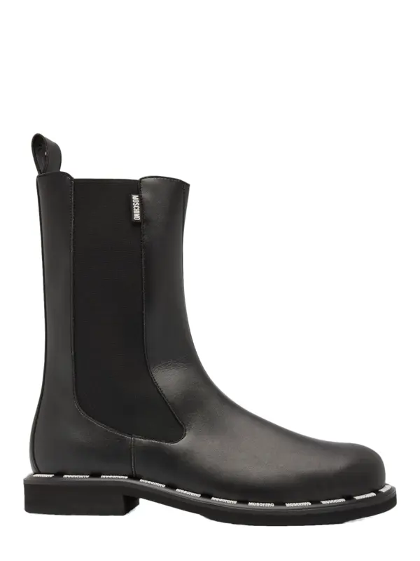 Moschino Leather Pull-on Boots - Black