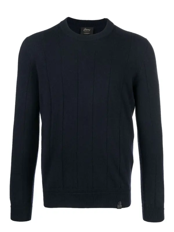 Brioni Vertical-pattern Cashmere Jumper - Blue