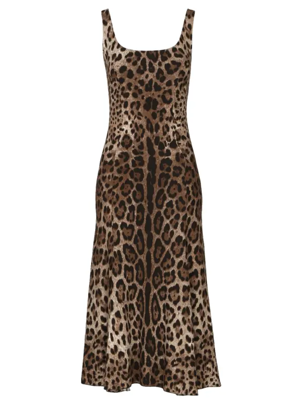 Dolce & Gabbana Leopard-print Midi Dress - Brown