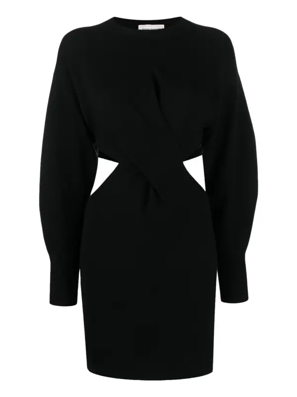 Alexander McQueen Cut-out Ribbed-knit Minidress - Black