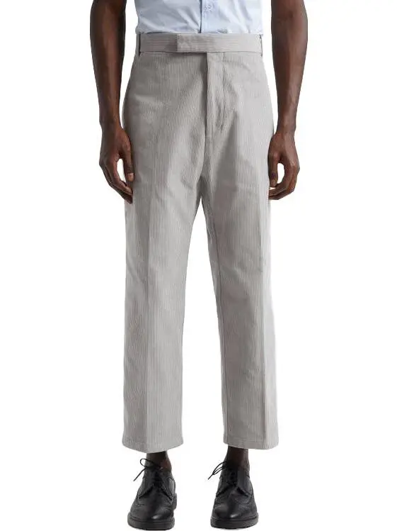 Thom Browne Unconstructed Straight Leg Corduroy Pants - Light Grey
