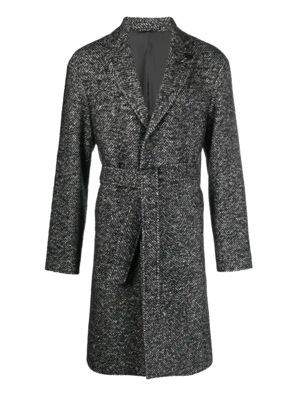 LARDINI Single-breasted Belted Coat - Black