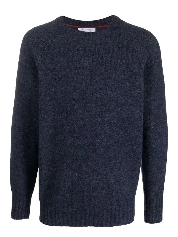 Brunello Cucinelli Crew-neck Textured Jumper - Blue