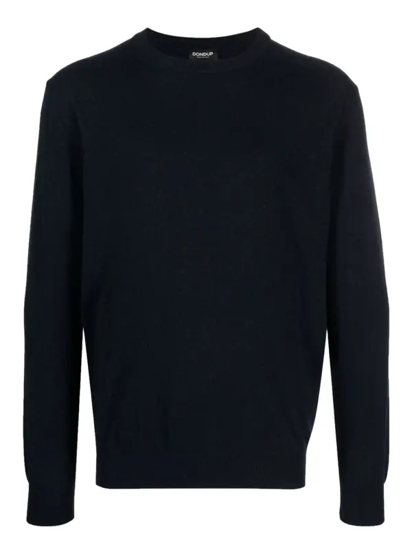 DONDUP Logo-plaque Fine-knit Jumper - Blue