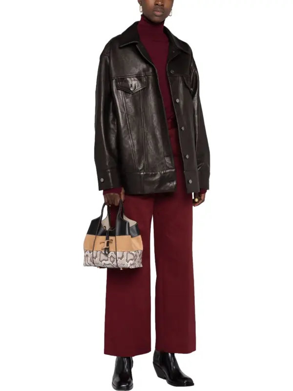 TOD'S Snakeskin Print Tote Bag - Brown