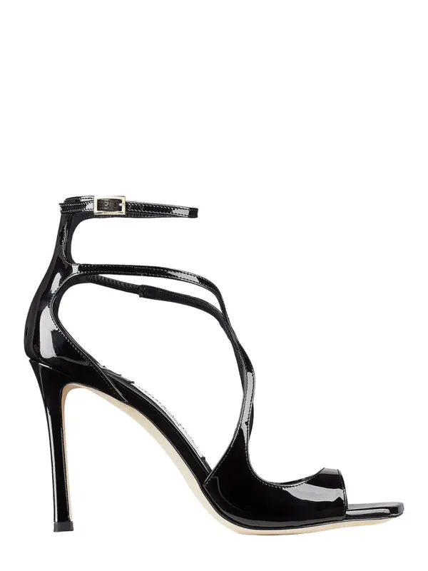 JIMMY CHOO Azia 95 Patent Leather Sandals - Black