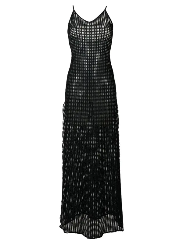 AMIR SLAMA Open-knit Maxi Dress - Black