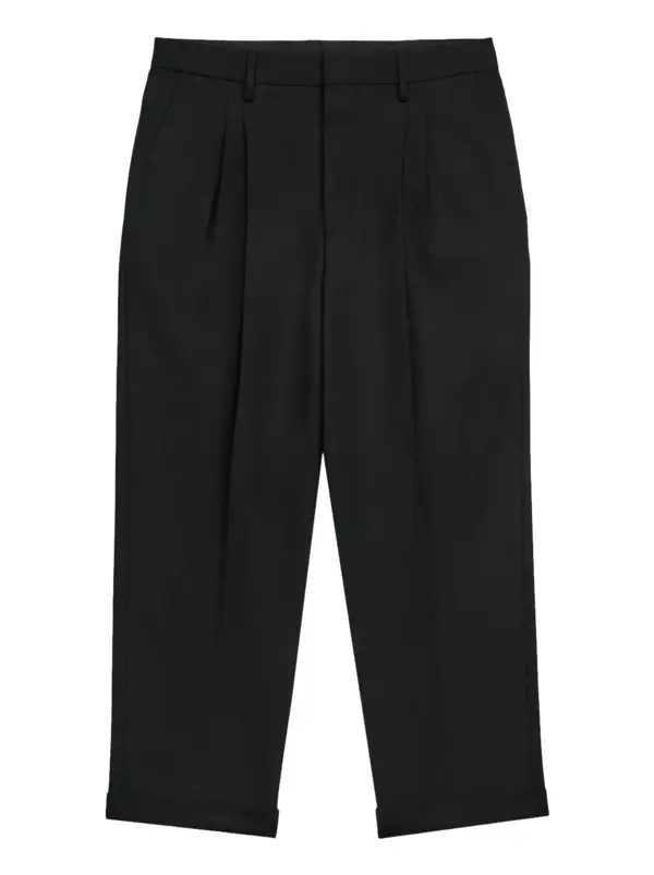 Ami Box-pleated Cropped Trousers - Black