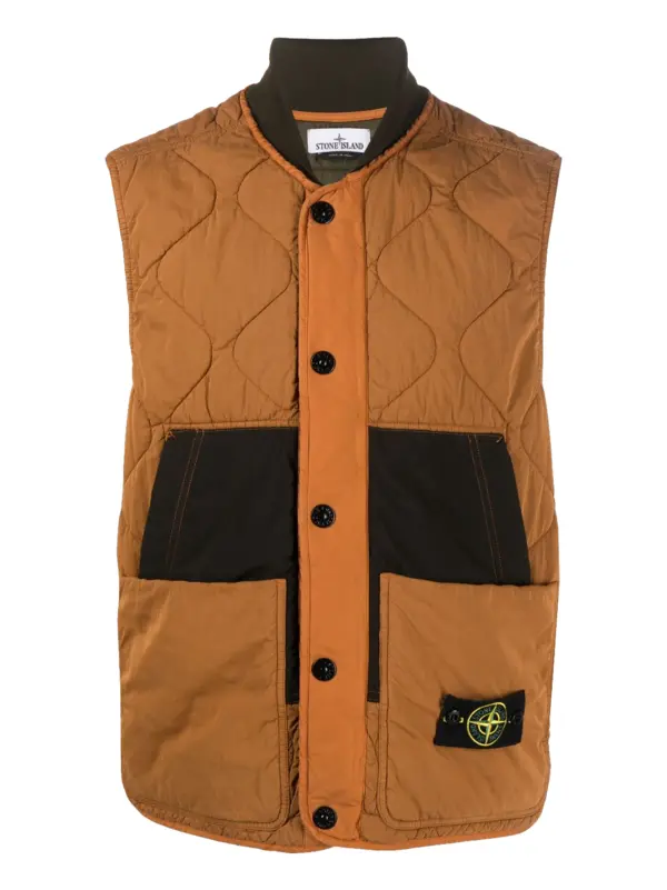 Stone Island Compass-patch Quilted Gilet - Brown
