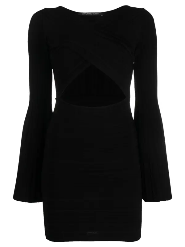 ANTONINO VALENTI Cut-out V-neck Minidress - Black