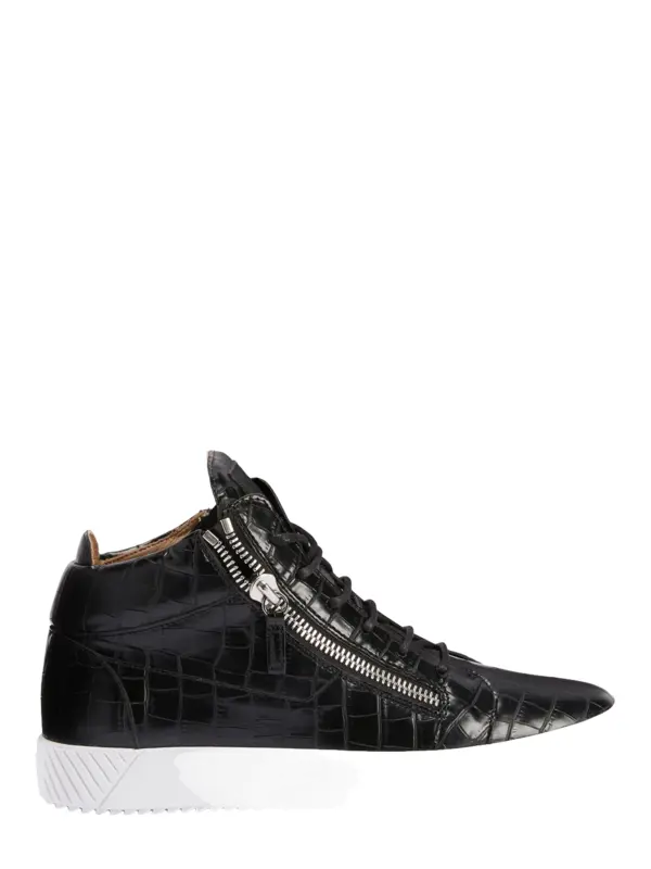 GIUSEPPE ZANOTTI Kriss Crocodile-effect Leather Sneakers - Black