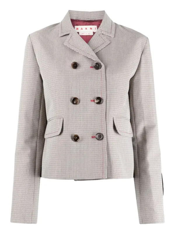 Marni Houndstooth-pattern Double-breasted Blazer - Neutrals