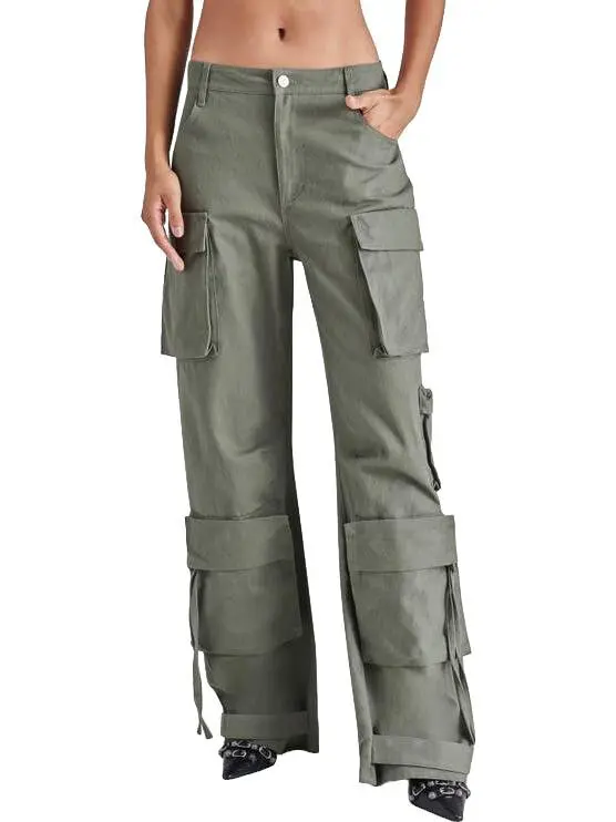 Steve Madden Duo Wide Leg Cargo Pants - Olive