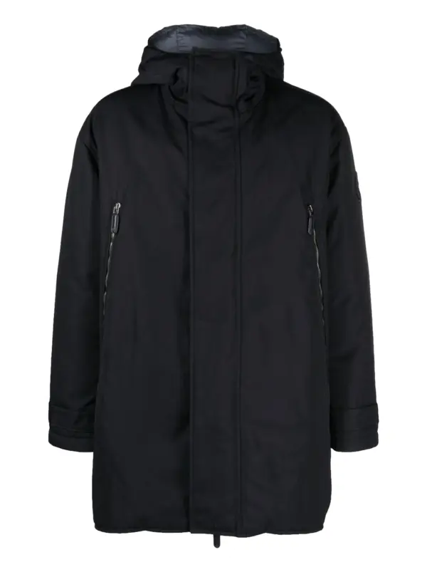 Giorgio Armani Logo-embroidered Padded Coat - Blue