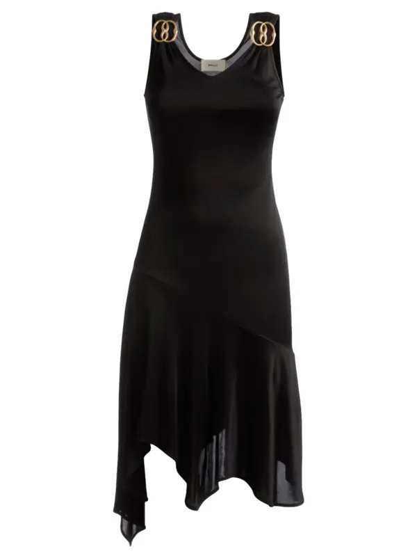 Bally Logo-plaque Asymmetric Midi Dress - Black