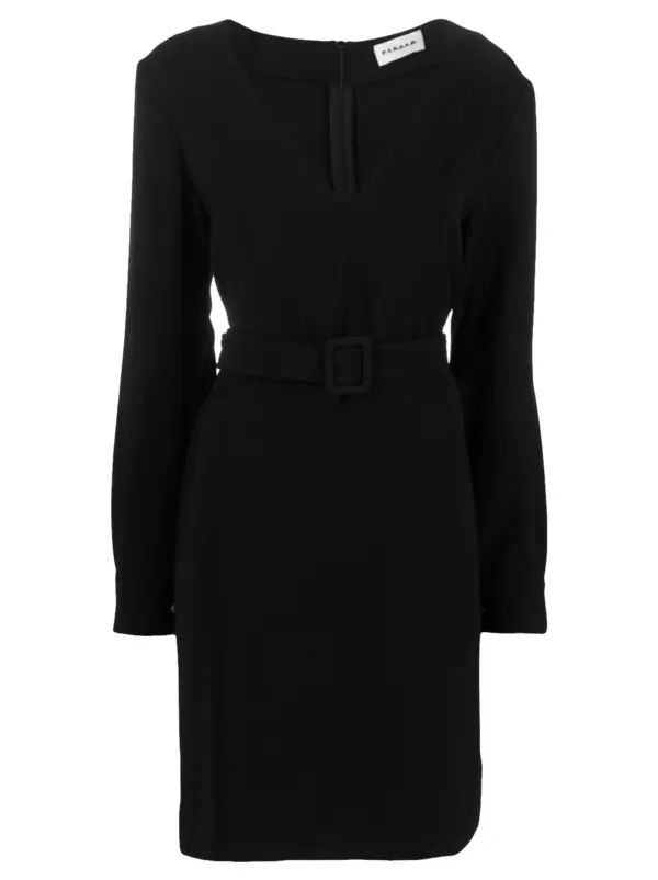 P.a.r.o.s.h Belted V-neck Mini Dress - Black