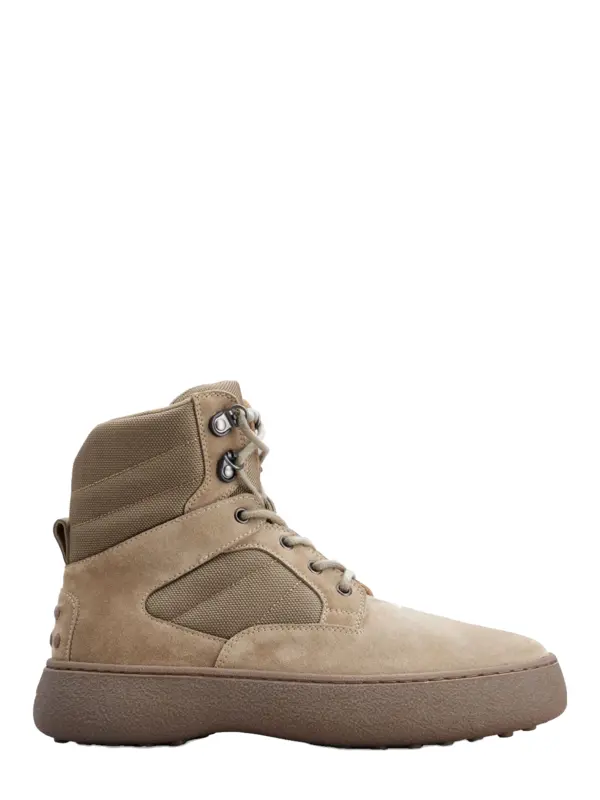 TOD'S Panelled Lace-up Suede Boots - Neutrals
