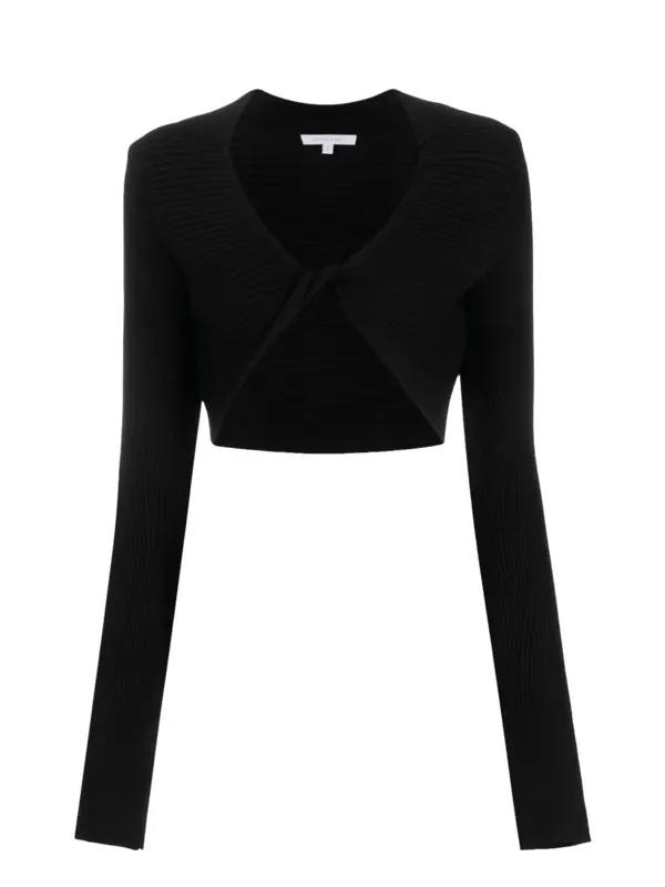 Patrizia Pepe Scoop-neck Long-sleeve Top - Black
