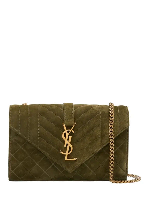Saint Laurent Envelope Triquilt Small Shoulder Bag - Loden Green
