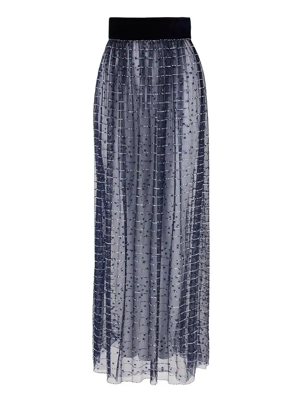 Giorgio Armani Embroidered Tulle Maxi Skirt - Patterned