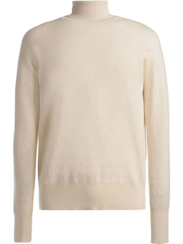 Bally Monogram-jacquard Roll-neck Jumper - Neutrals