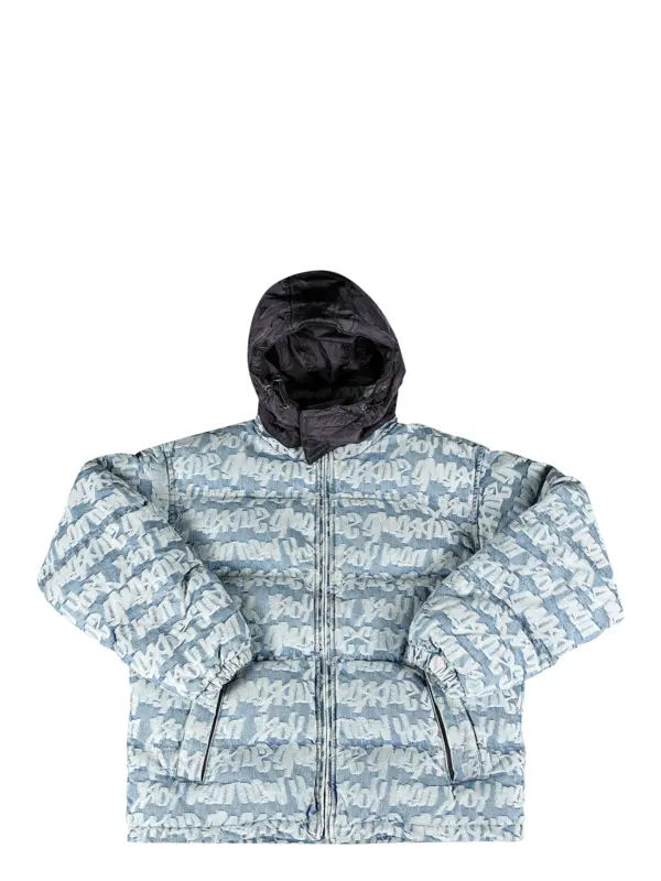 Supreme Fat Tip Jacquard Denim Puffer Jacket - Blue