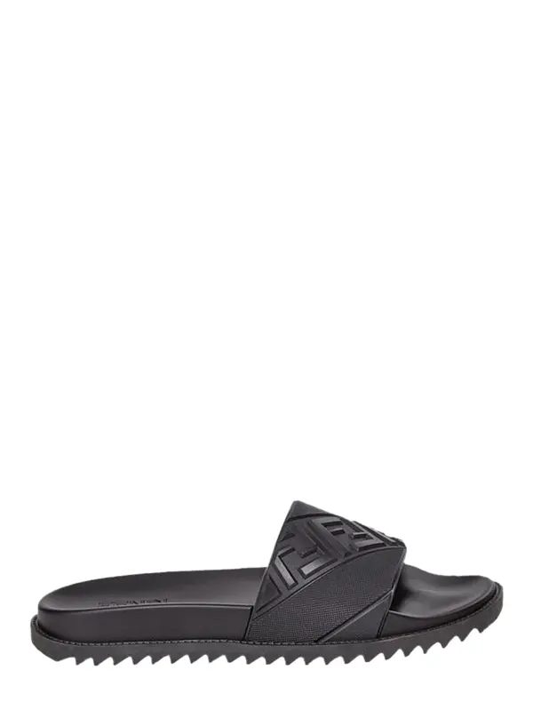 Fendi Rubber Slides With Embossed Ff Motif - Black