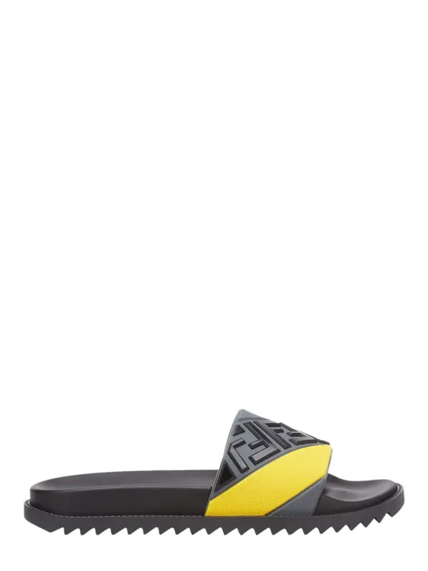 Fendi Rubber Fussbetts Slides - Grey