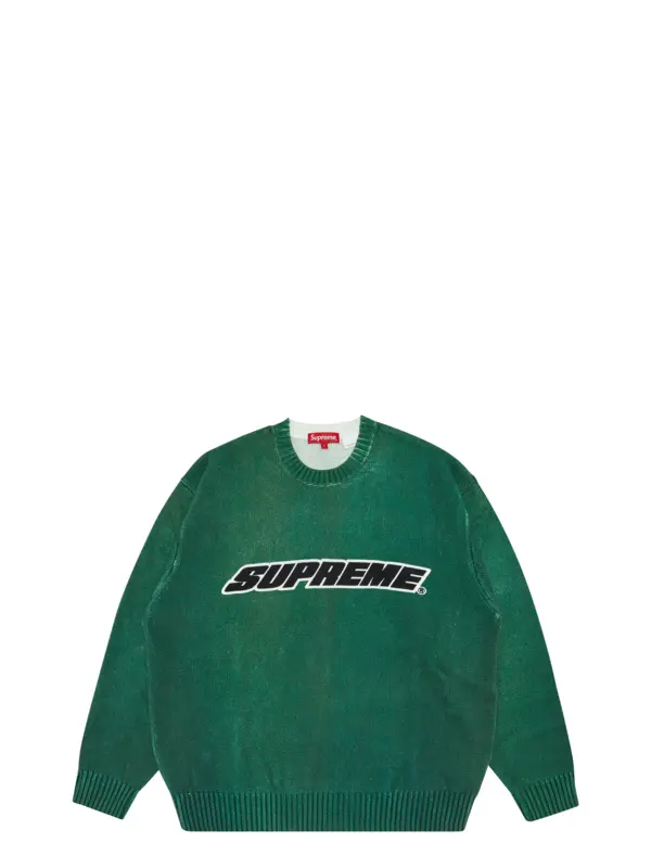 Supreme Printed Washed Crewneck Sweater - Green