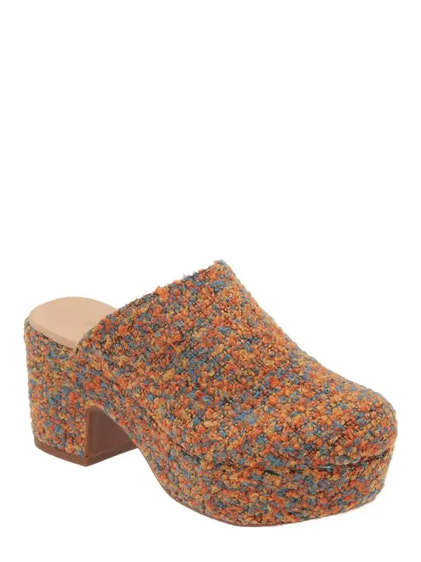 CHOCOLAT BLU Gertie Platform Clog - Rust Multi Tweed