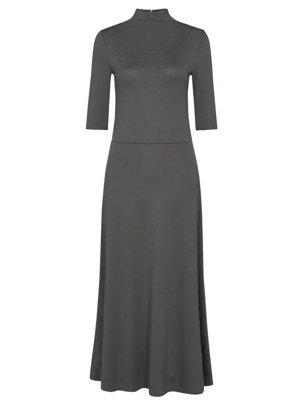 Vince Elbow-sleeve Turtleneck Midi Dress - Malachite