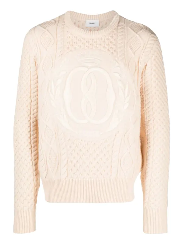 Bally Intarsia-knit Logo Wool Jumper - Neutrals