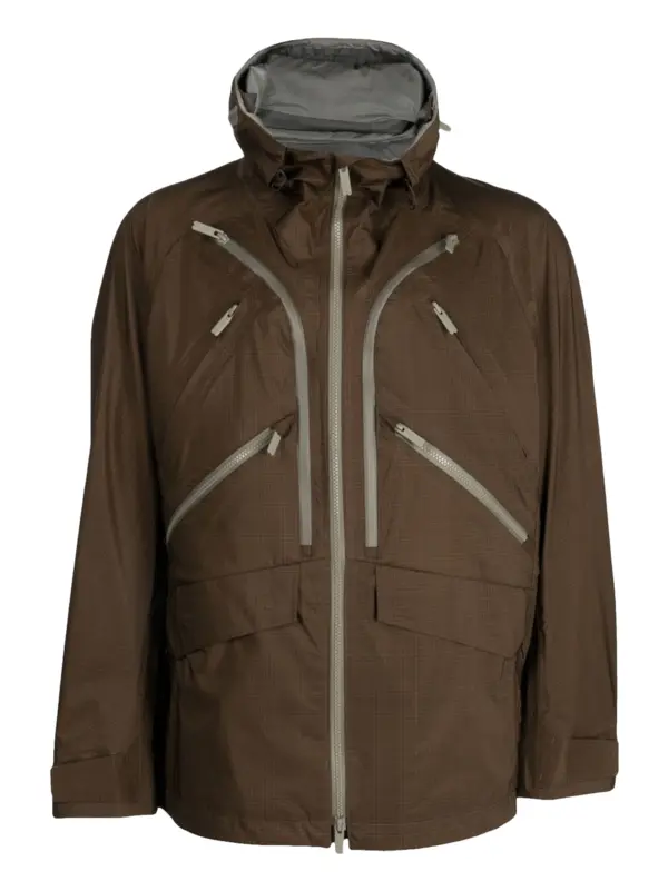WHITE MOUNTAINEERING Zip-up Plaid Hooded Jacket - Brown
