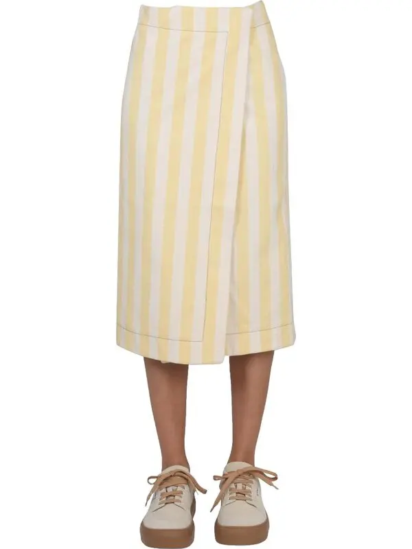 Sunnei Striped Cotton Skirt - Beige