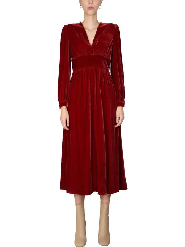 Boutique Moschino Panné Velvet Dress - Red