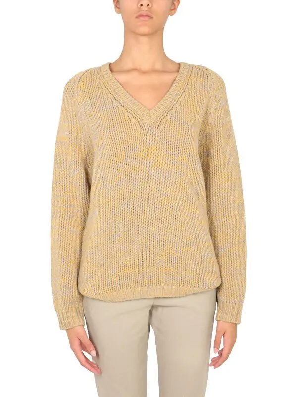 Aspesi V-neck Virgin Wool Sweater - Yellow