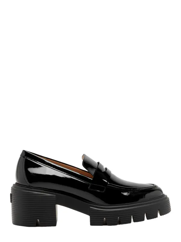 STUART WEITZMAN Soho 75 Patent Leather Loafers - Black