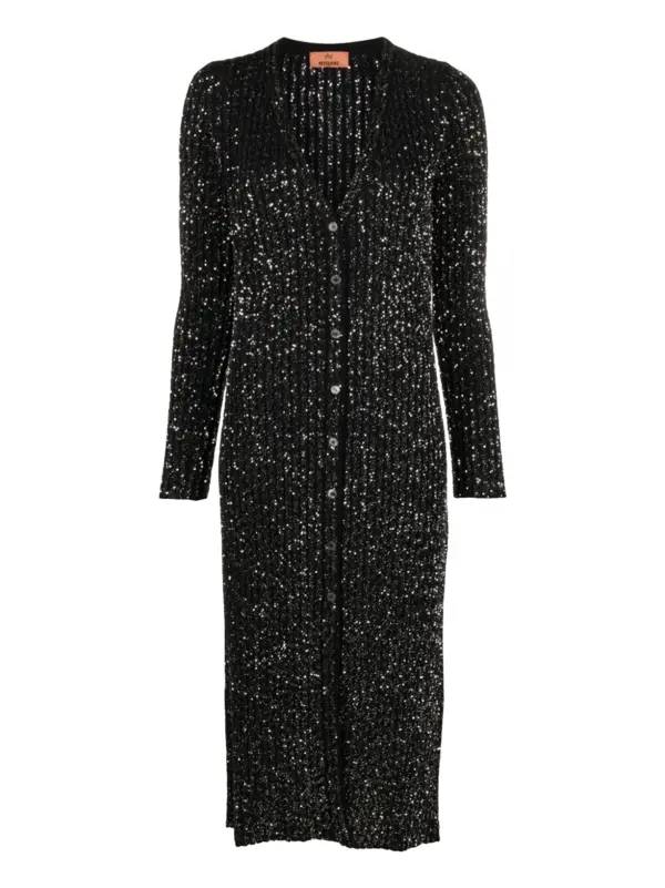 Missoni Metallic-threading Long-line Cardigan - Black