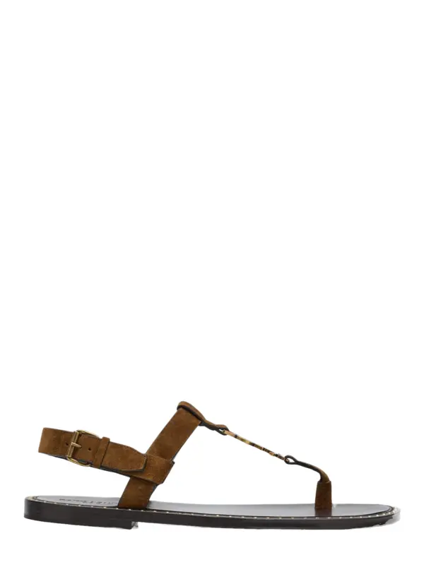 Saint Laurent Cassandre Leather Sandals - Land