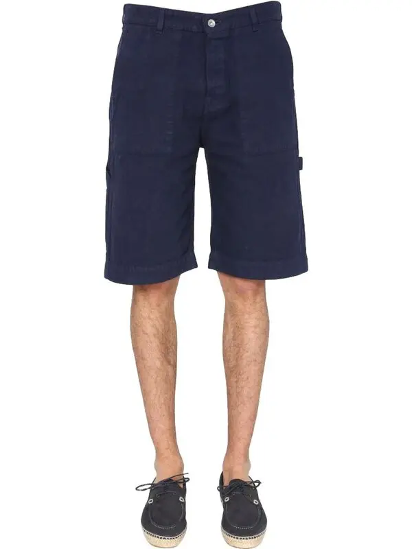 You Must Create Cotton Canvas Bermuda - Blue