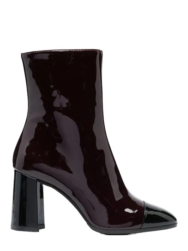 CAREL Patent Leather Heeled Boots - Brown